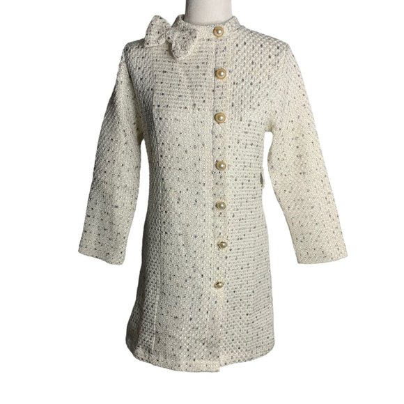 Duoduohuaerkai | Dresses | Boucle Mini Sheath Dress S White Metallic ...